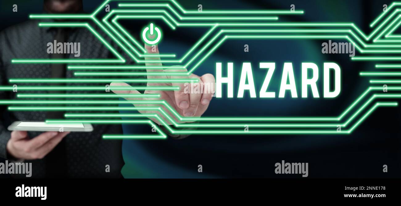Hand writing sign Hazard. Business idea account or statement describing ...
