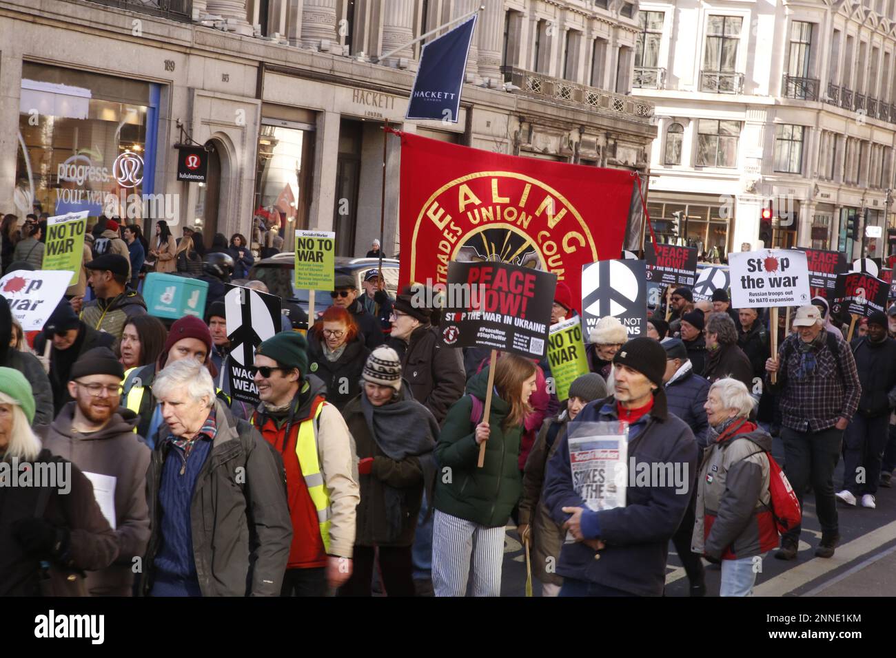 London, UK. 25/Feb/2023 Stop the War Marches Against Ukraine War A ...