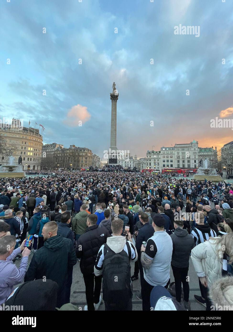 Newcastle fans gather in Trafalgar Square, London, ahead of the of the ...