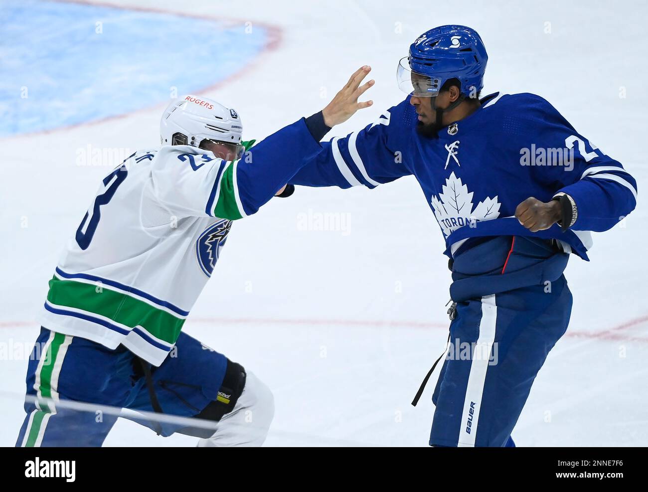 Toronto Maple Leafs forward Wayne Simmonds (24) fights Vancouver ...
