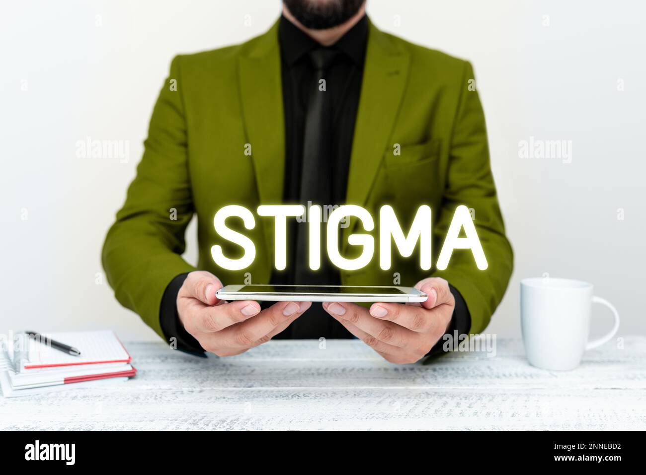 Sign displaying Stigma. Word Written on feeling of disapproval that ...