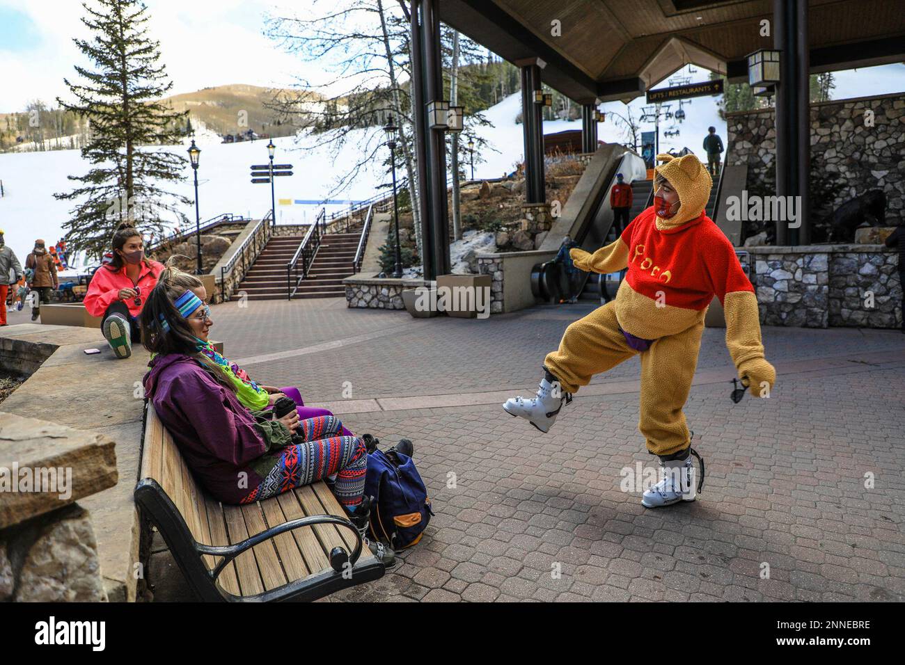 Charley Dixon of Denver dances in a Winnie the Pooh costume on Beaver ...