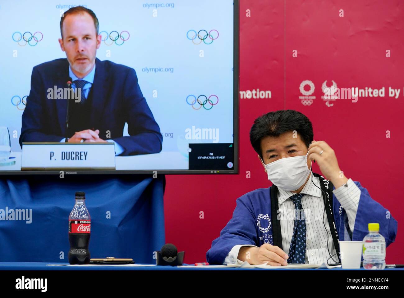 IOC's Olympic Games Operations Director Pierre Ducrey appears on a ...