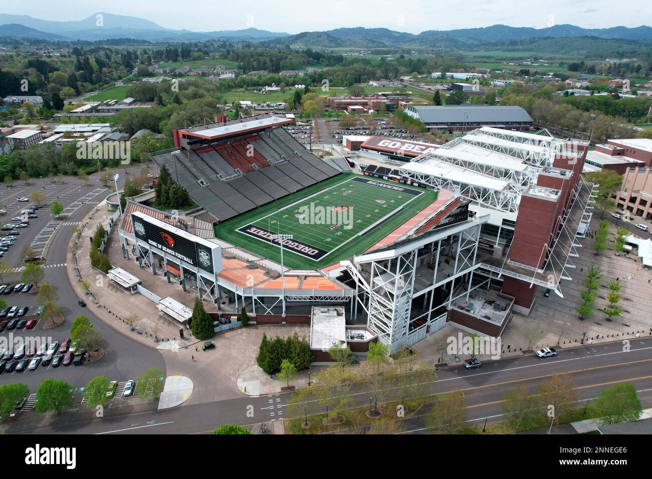 An aerial view of Reser Stadium on the campus of Oregon State, Friday ...