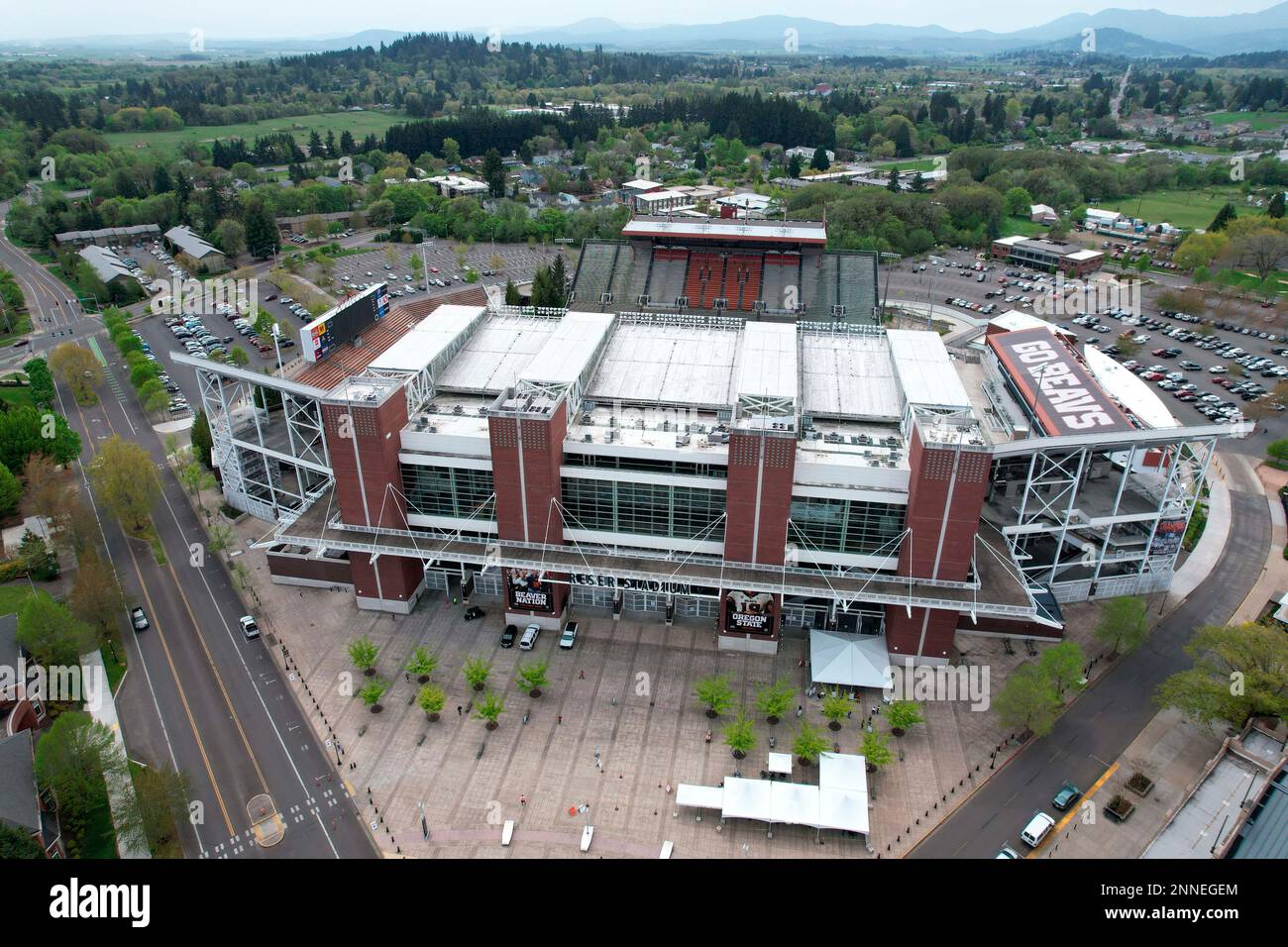 An aerial view of Reser Stadium on the campus of Oregon State, Friday ...