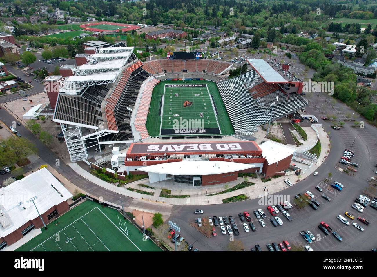 An aerial view of Reser Stadium on the campus of Oregon State, Friday ...
