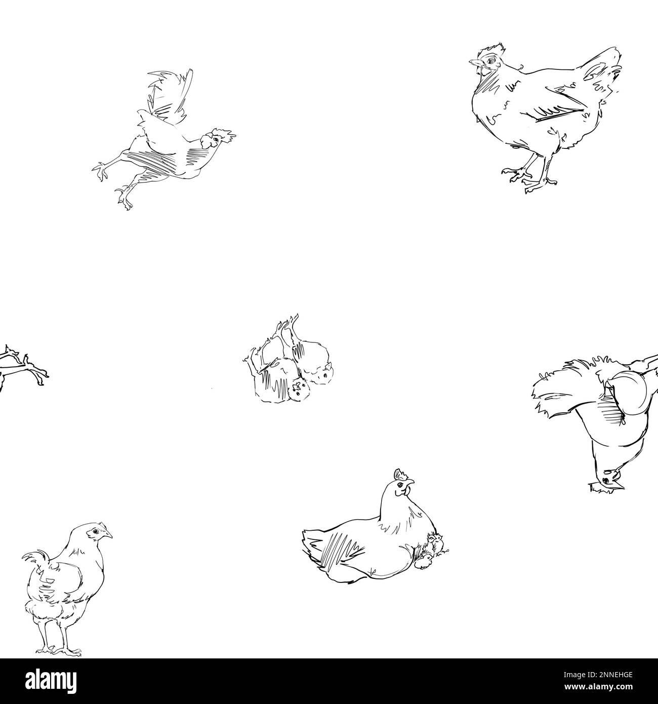 Seamless graphic pattern with chickens. High quality illustration Stock ...