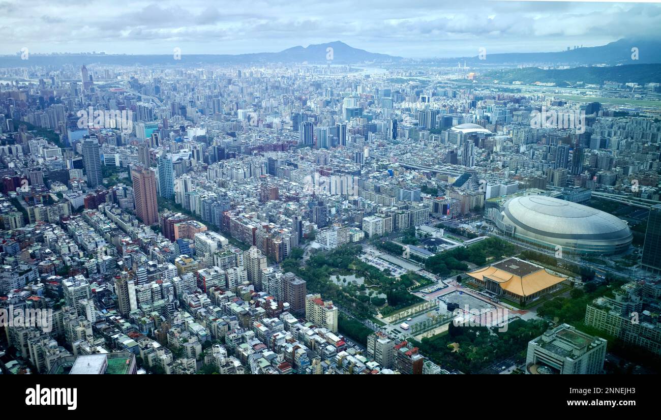 Viewing Taipei city from a high angle. The photo was taken from the ...