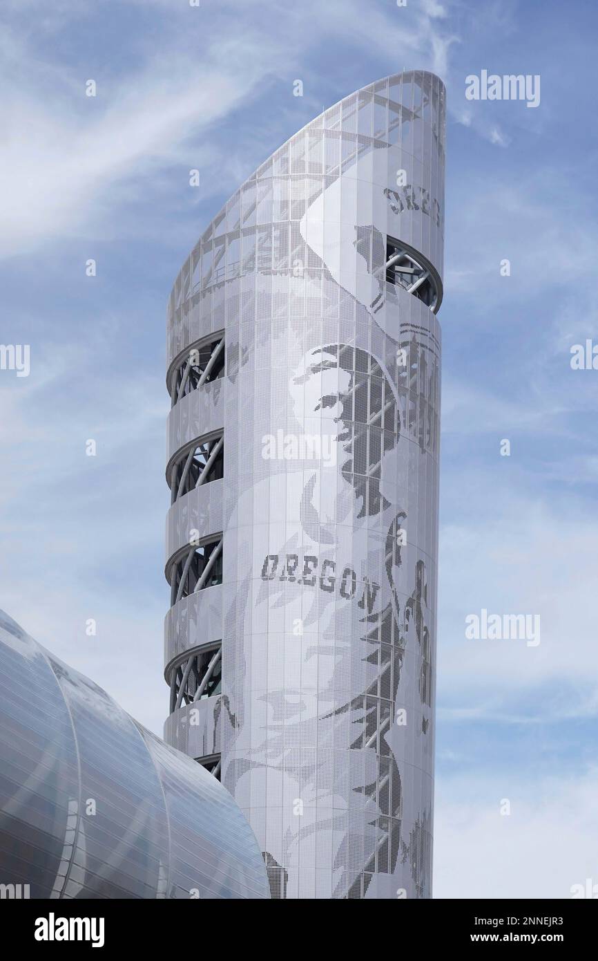 The tower with an image in the likeness of Steve Prefontaine at Hayward ...