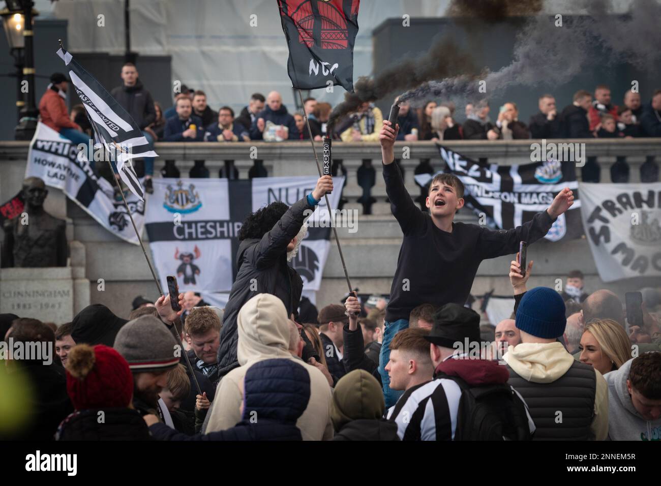 London, UK. 25th Feb, 2023. Newcastle United fans descend into ...