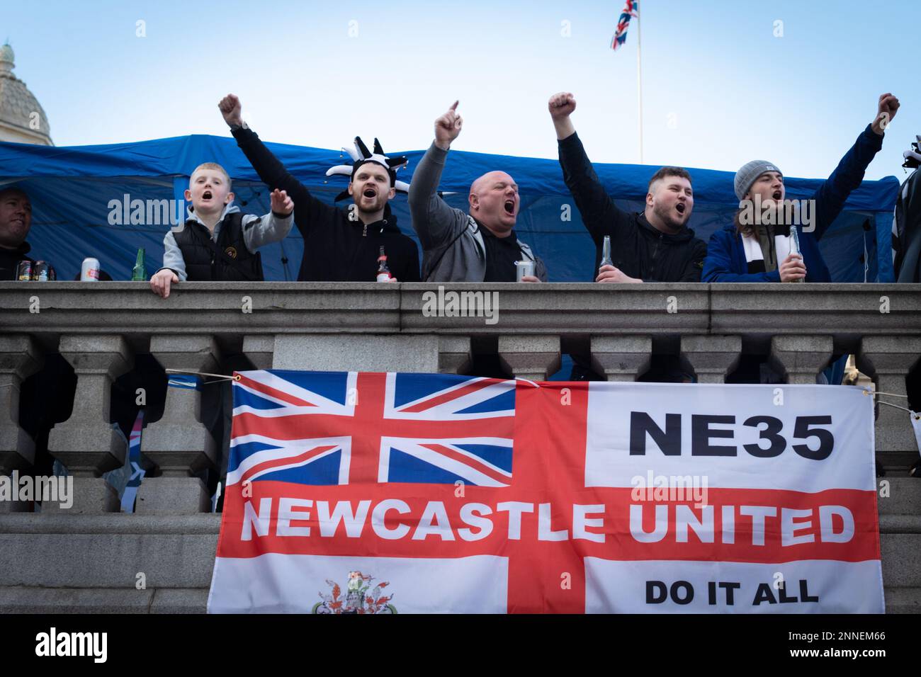 London, UK. 25th Feb, 2023. Newcastle United fans descend into ...