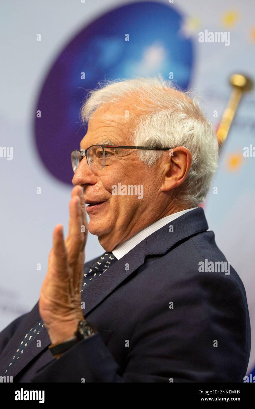 European Union foreign policy chief Josep Borrell speaks during a joint ...