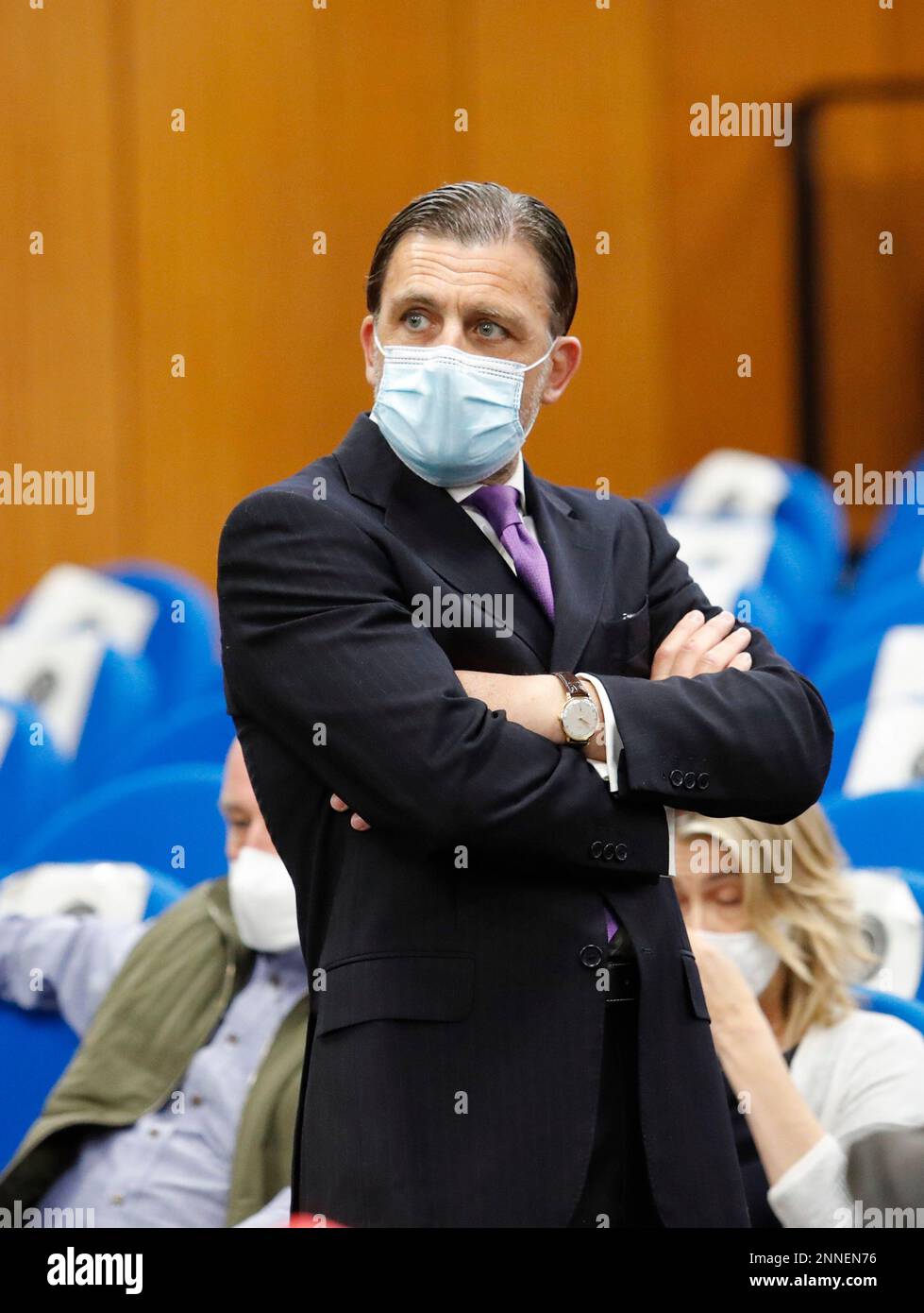 Fabrizio Natale, father of Gabriel Natale-Hjorth, wears a face masks to ...