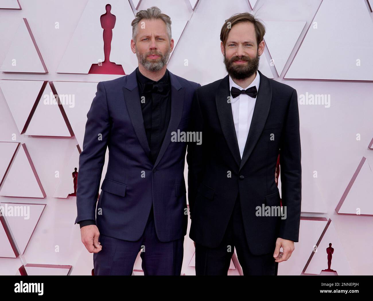 Darius Marder, left, and Abraham Marder arrive at the Oscars on Sunday ...