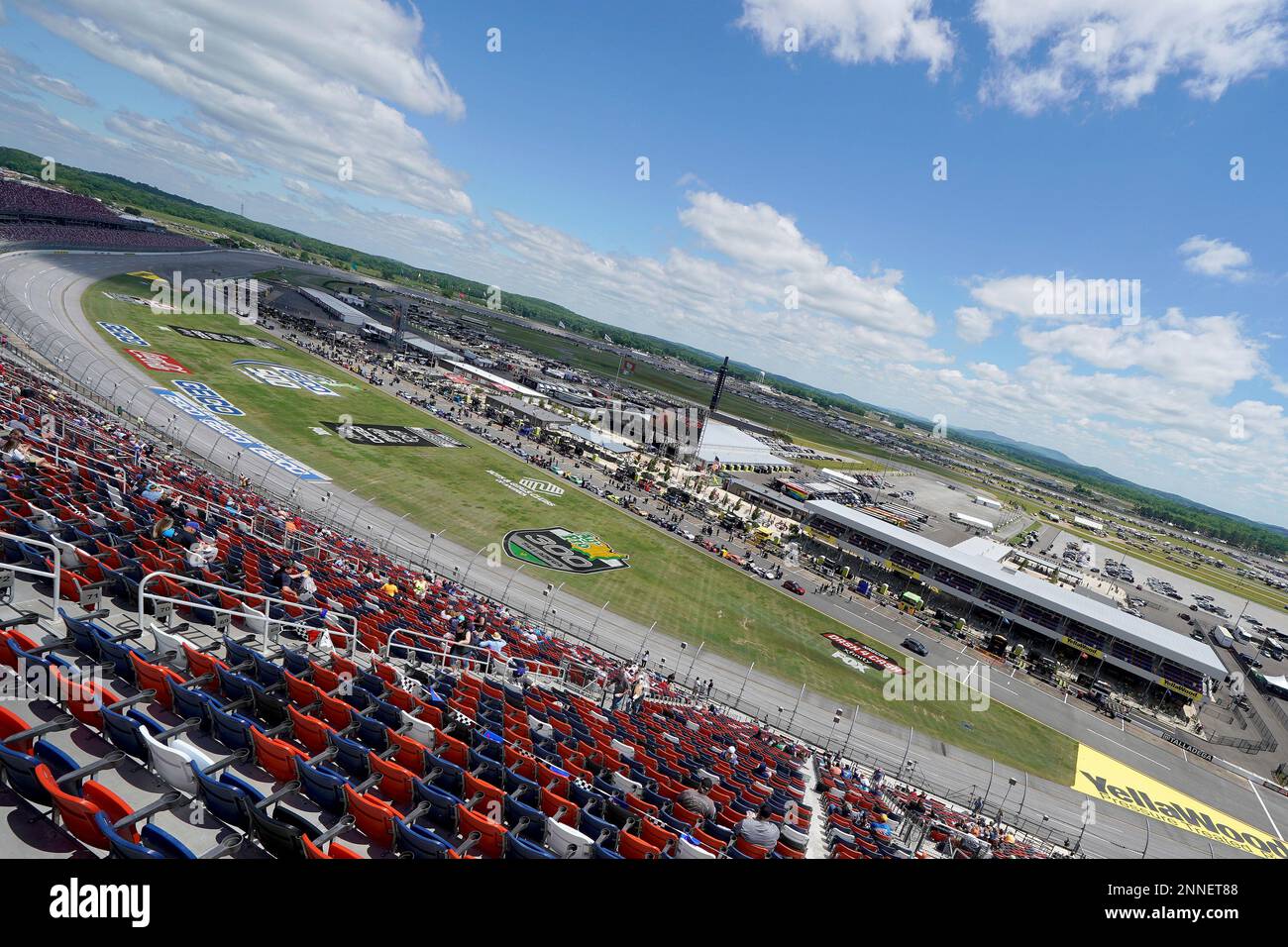 TALLADEGA, AL - APRIL 25: An overview of the track as the cars line up ...