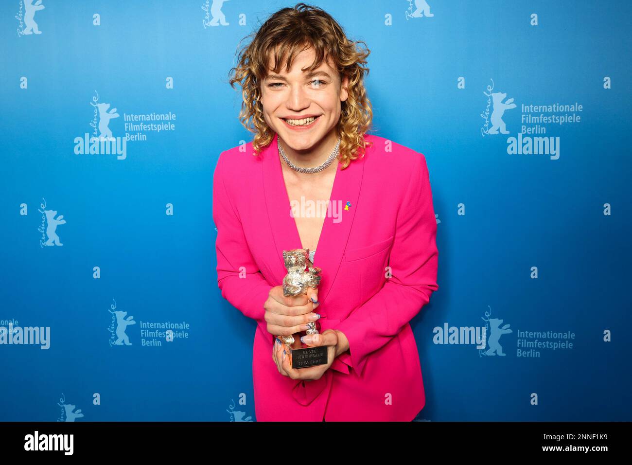 Berlin, Germany. 25th Feb, 2023. Thea Ehre receives the Silver Bear for ...