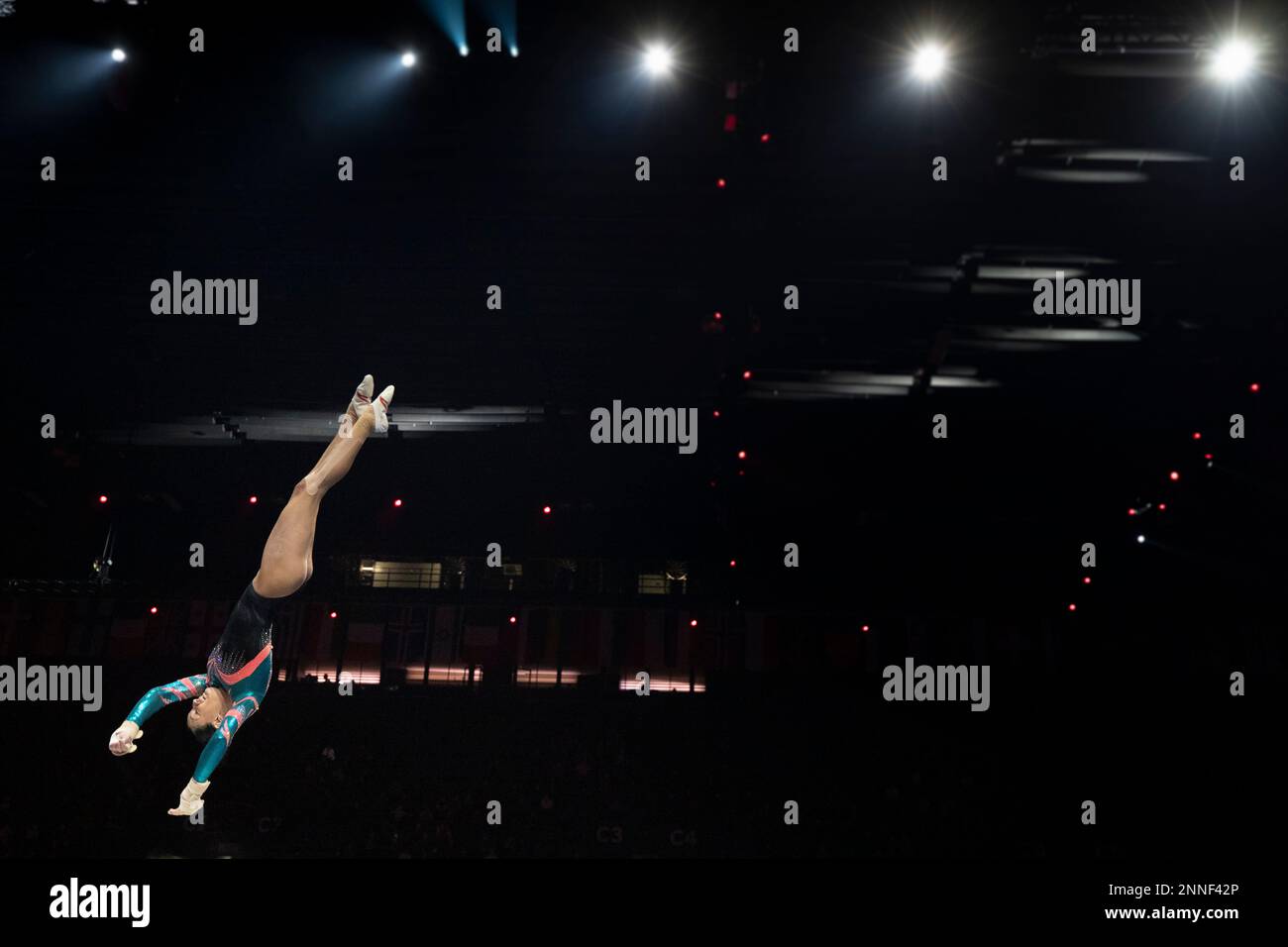 Hungary's Sara Peter performs on the vault during the women's apparatus ...
