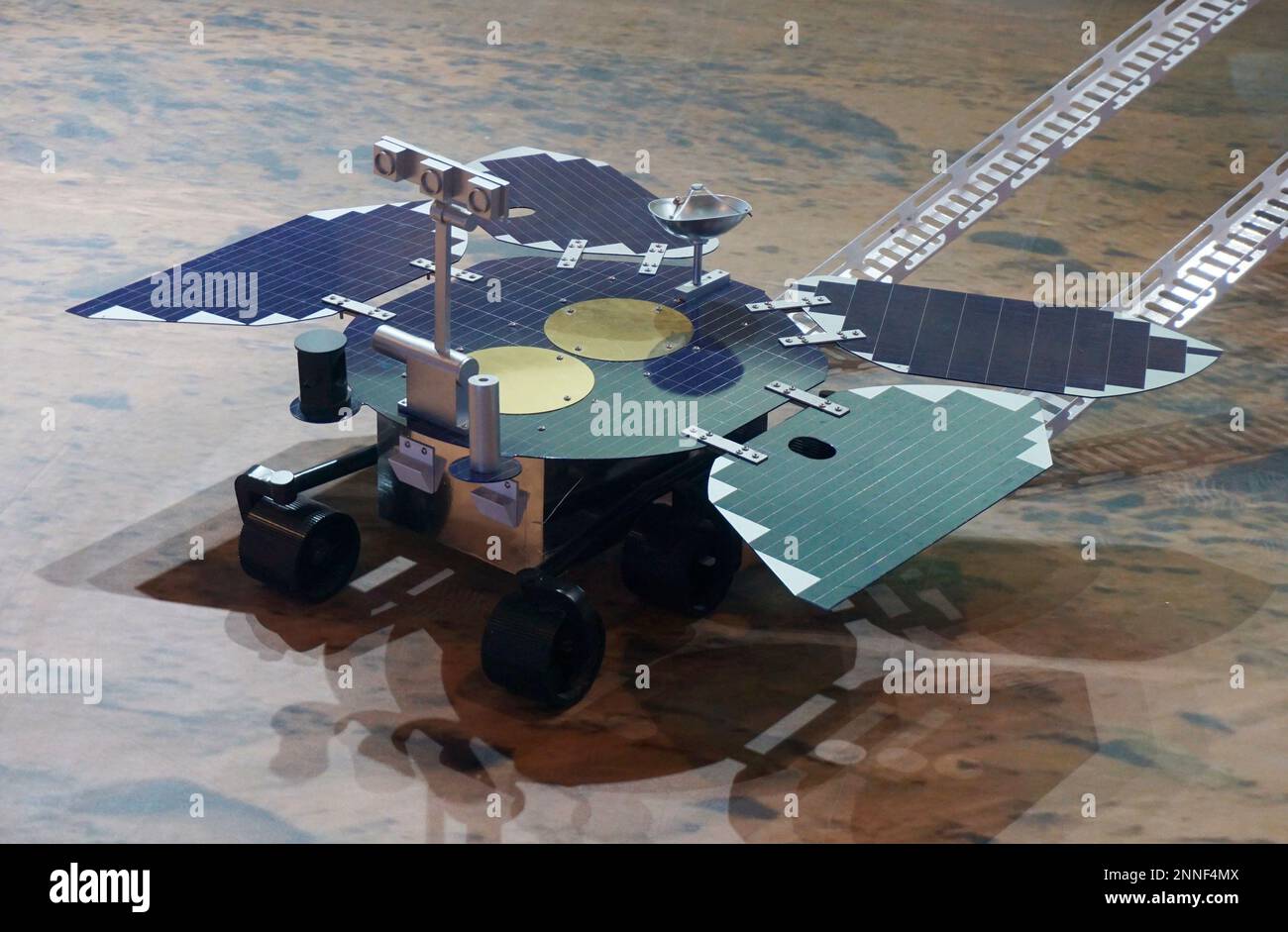 A view of the model of Zhu Rong Mars rover exhibited at a ...