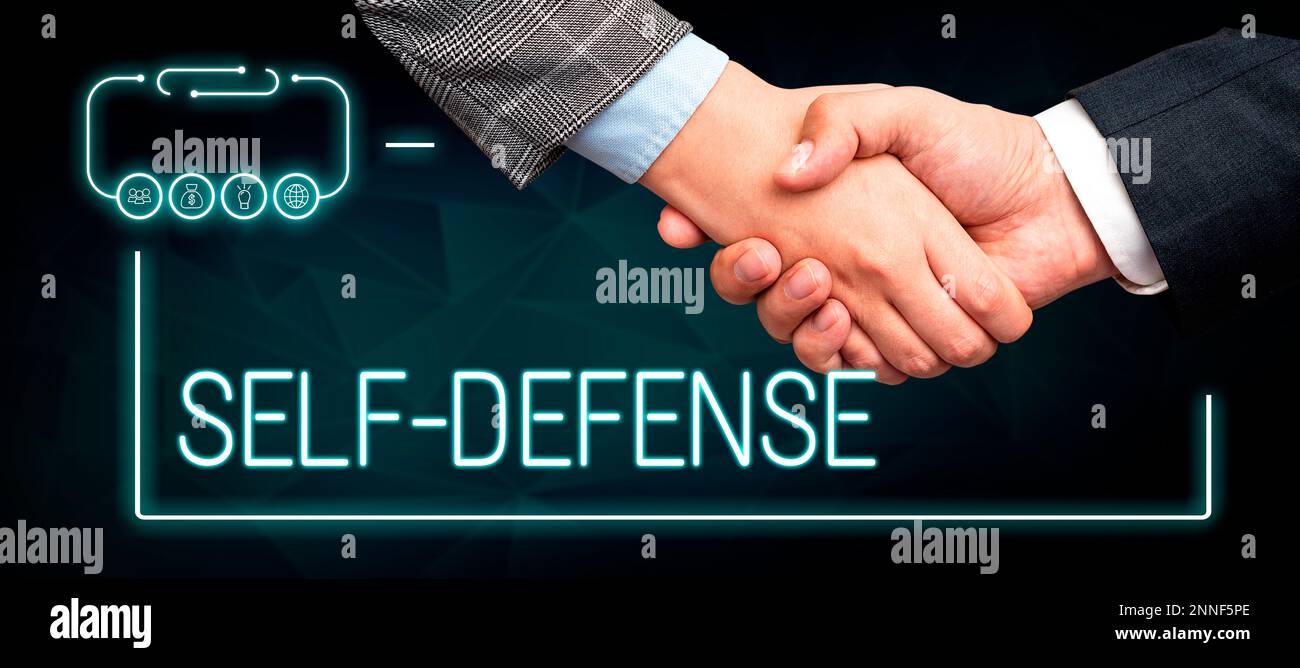 Sign displaying Self Defense. Conceptual photo the act of defending one ...