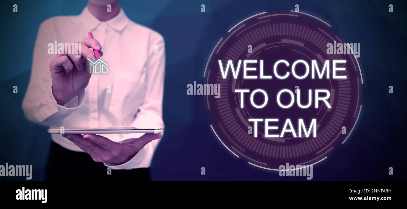 Conceptual caption Welcome To Our Team. Word Written on introducing ...
