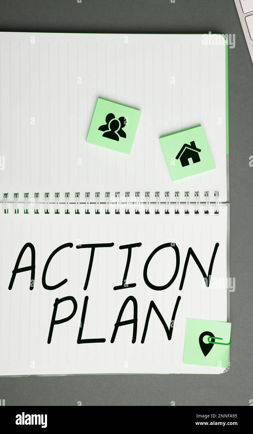 Inspiration showing sign Action Plan. Word Written on list of things or schedule to be made thia ...