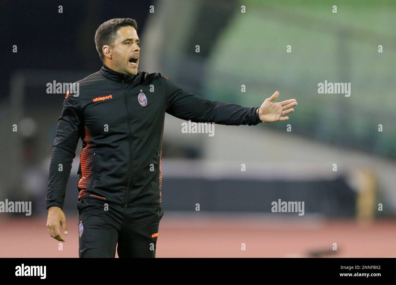 Coach Daniel Farias of Venezuela's Deportivo La Guaira shouts ...