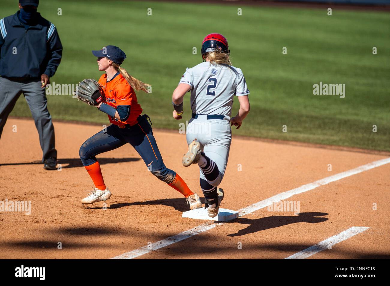 Virginia's Arizona Ritchie gets the out on Liberty's Savannah Channell ...