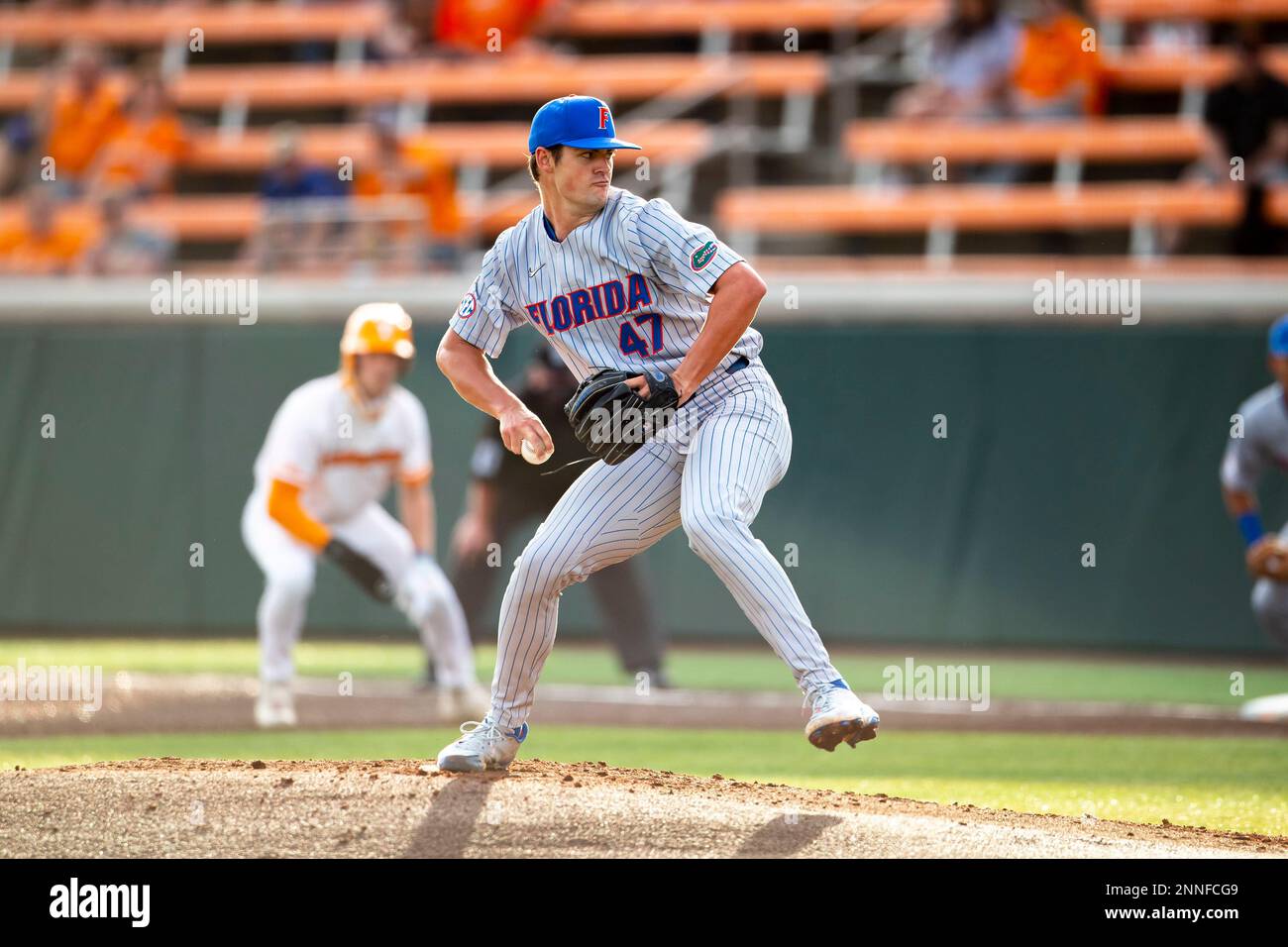 Florida Gators starting pitcher Tommy Mace (47) delivers a pitch to the ...