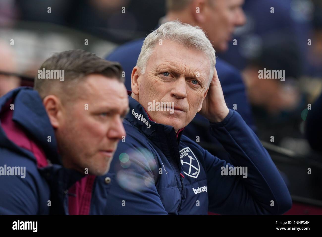 West Ham United manager David Moyes in the dug-out before the Premier ...