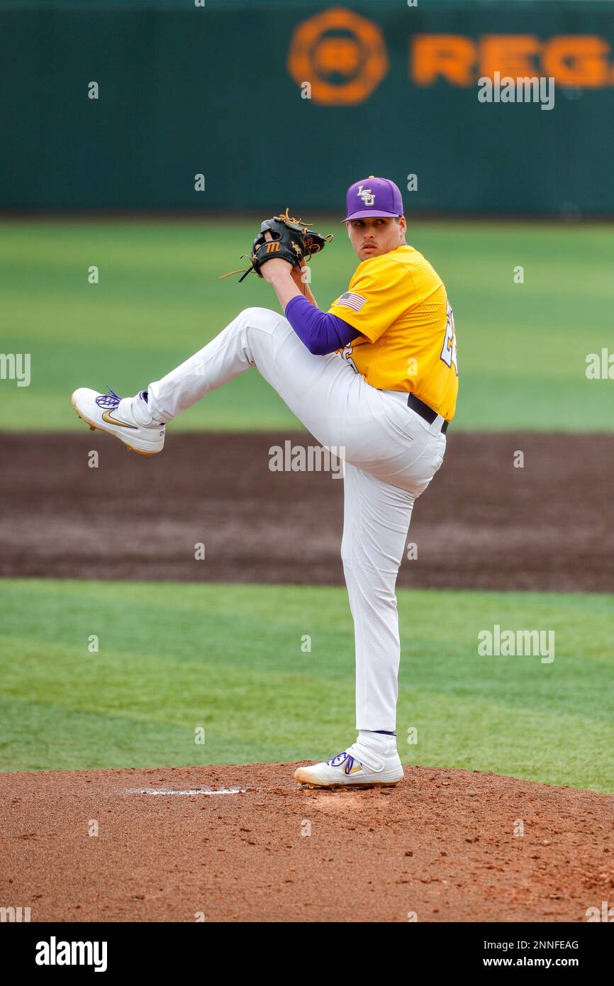 LSU Tigers starting pitcher AJ Labas (26) delivers a pitch to the plate ...