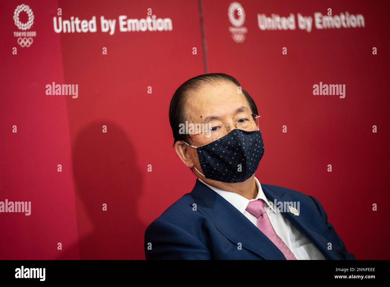CEO of Tokyo 2020 Toshiro Muto attends a media huddle following the IOC ...
