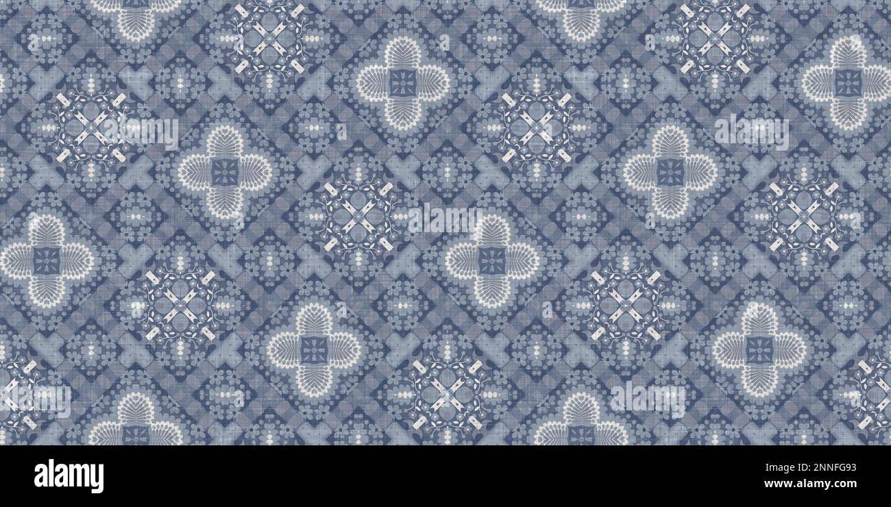 Farm house blue damask seamless border. Tonal french intricate cottage ...