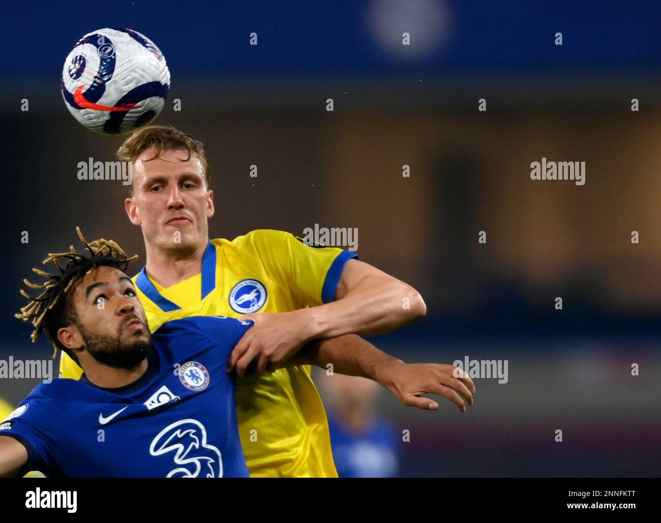 Chelsea's Reece James, left, duels for the ball with Brighton's Dan ...