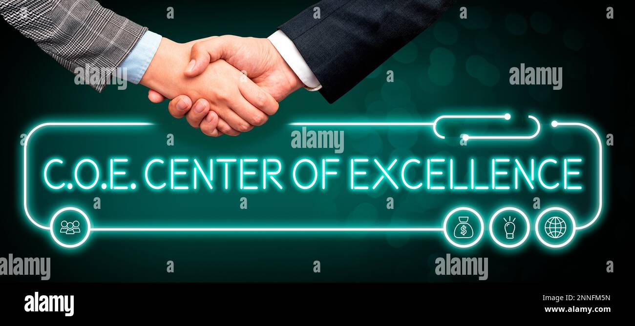 Handwriting text C.O.E. Center Of Excellence. Word Written on being ...