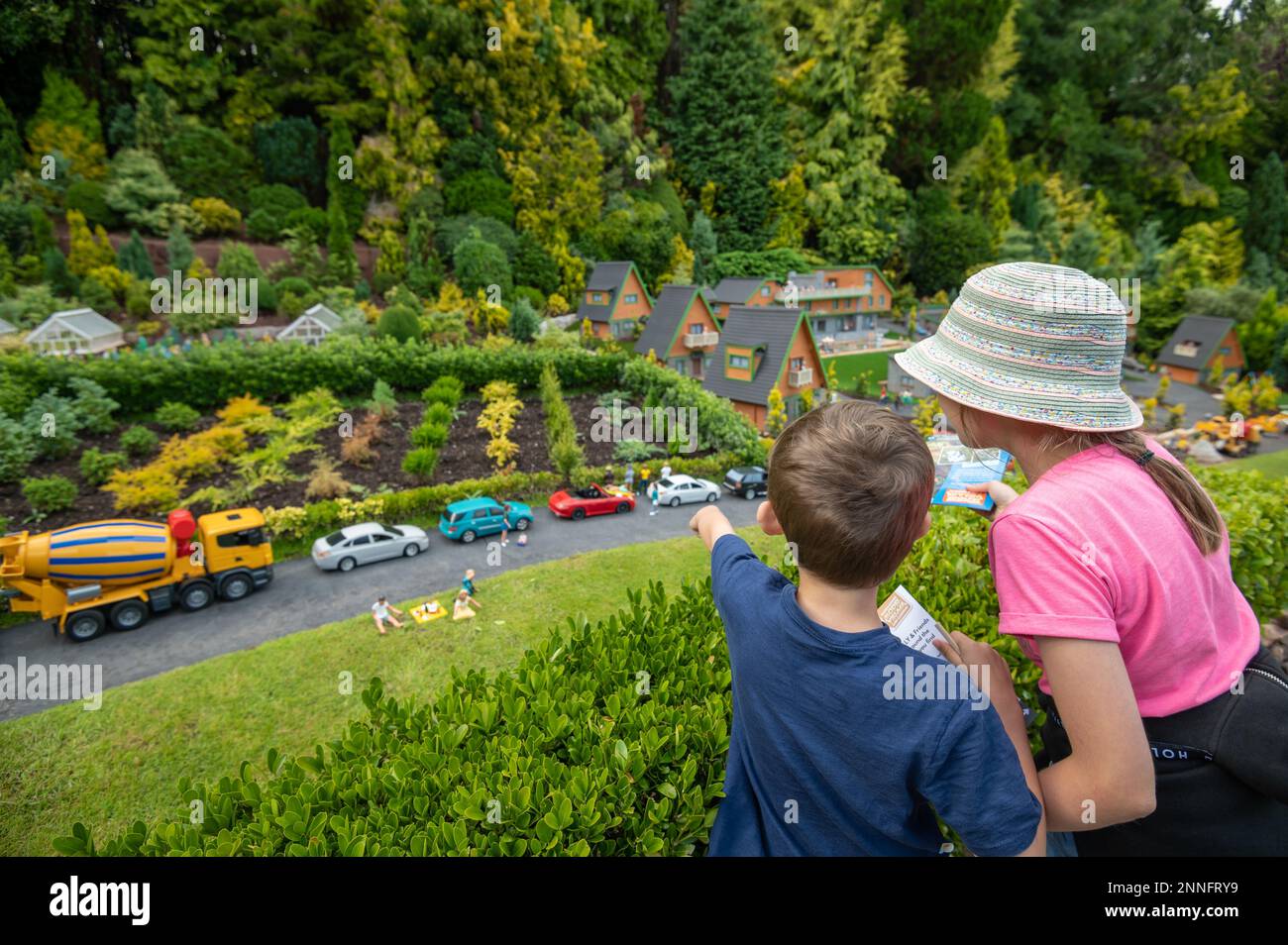 06.08.2021 Torquay, UK. Babbacombe Miniature Model Village. Children ...
