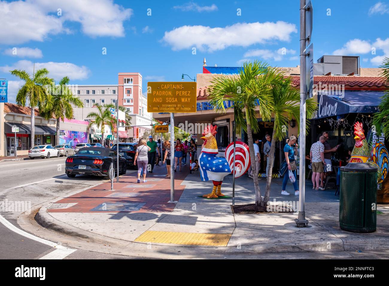 8th street in Little Havana, heart of the cuban community in Miami ...