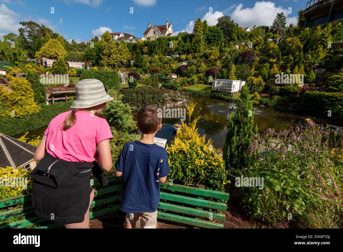 06.08.2021 Torquay, UK. Babbacombe Miniature Model Village. Children ...