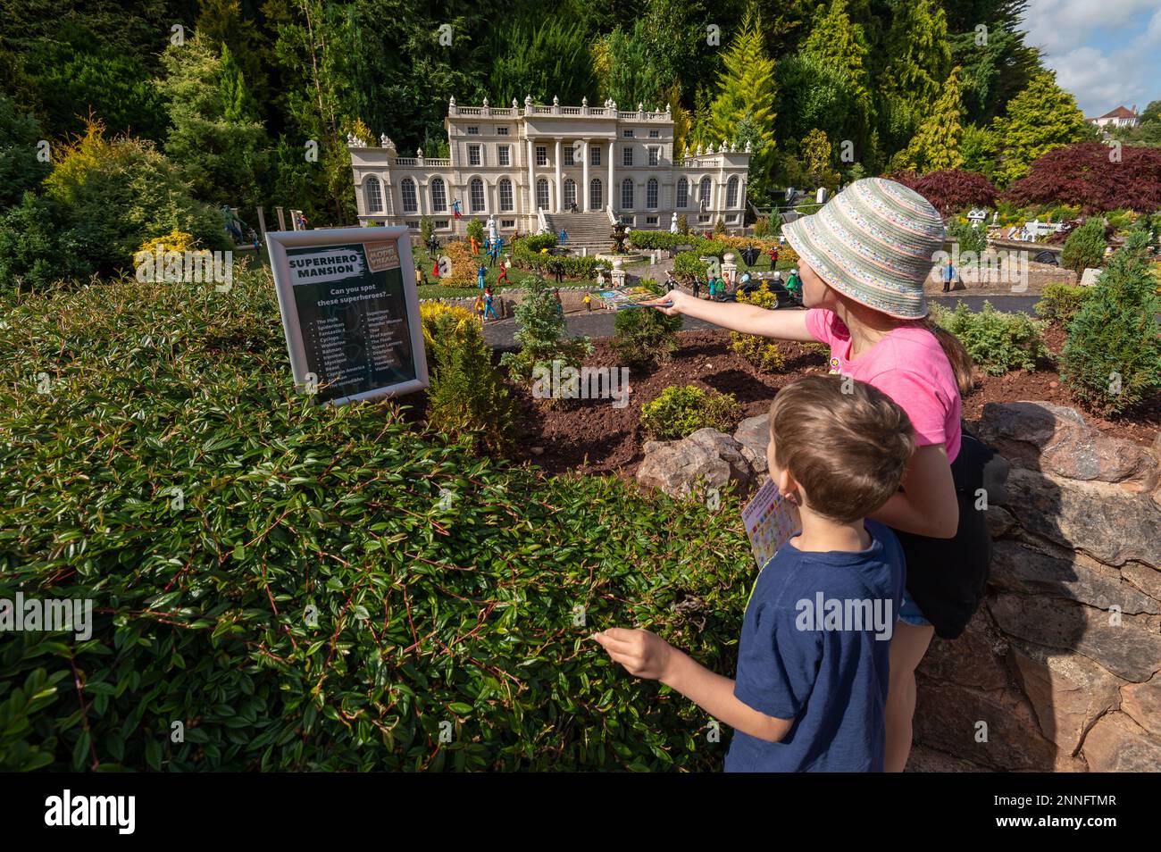 06.08.2021 Torquay, UK. Babbacombe Miniature Model Village. Children ...