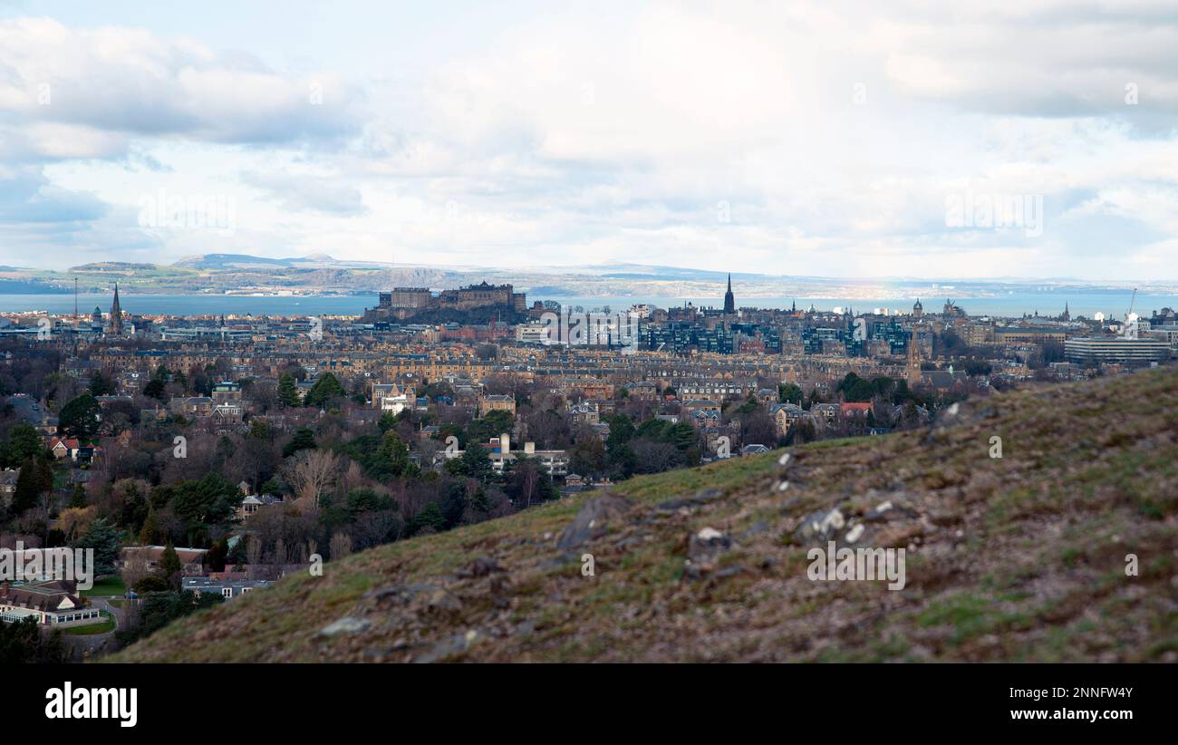 View of Edinburgh old town and the Firth of Forth Stock Photo - Alamy
