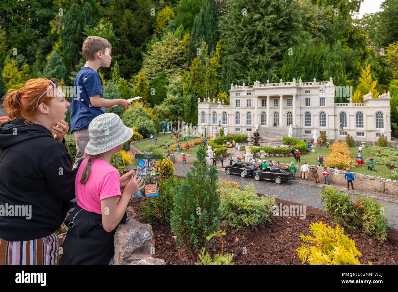 06.08.2021 Torquay, UK. Babbacombe Miniature Model Village. Children ...