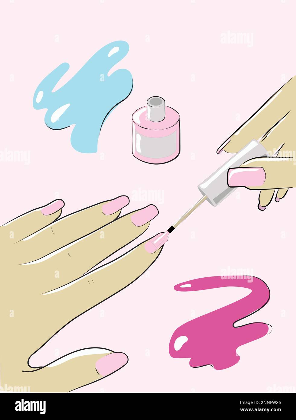 Applying nail varnish Stock Vector Images - Alamy