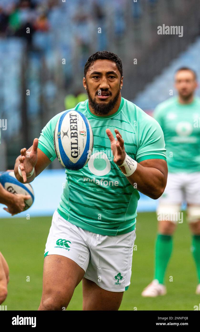 Rome, Italy. 25 Feb 2023. Ireland's Bundee Aki. Italy vs Ireland, Six ...