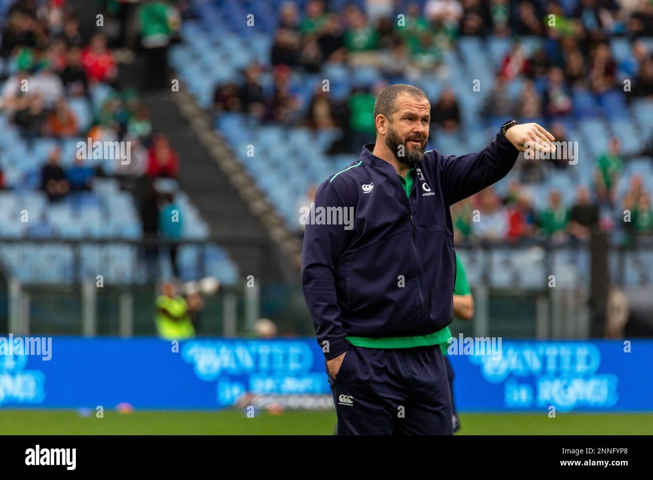 Rome, Italy. 25 Feb 2023. Ireland Head Coach Andy Farrell on the pitch ...