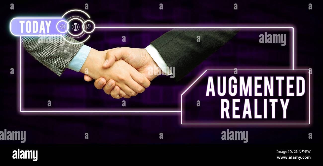 Writing displaying text Augmented Reality. Business idea technology ...