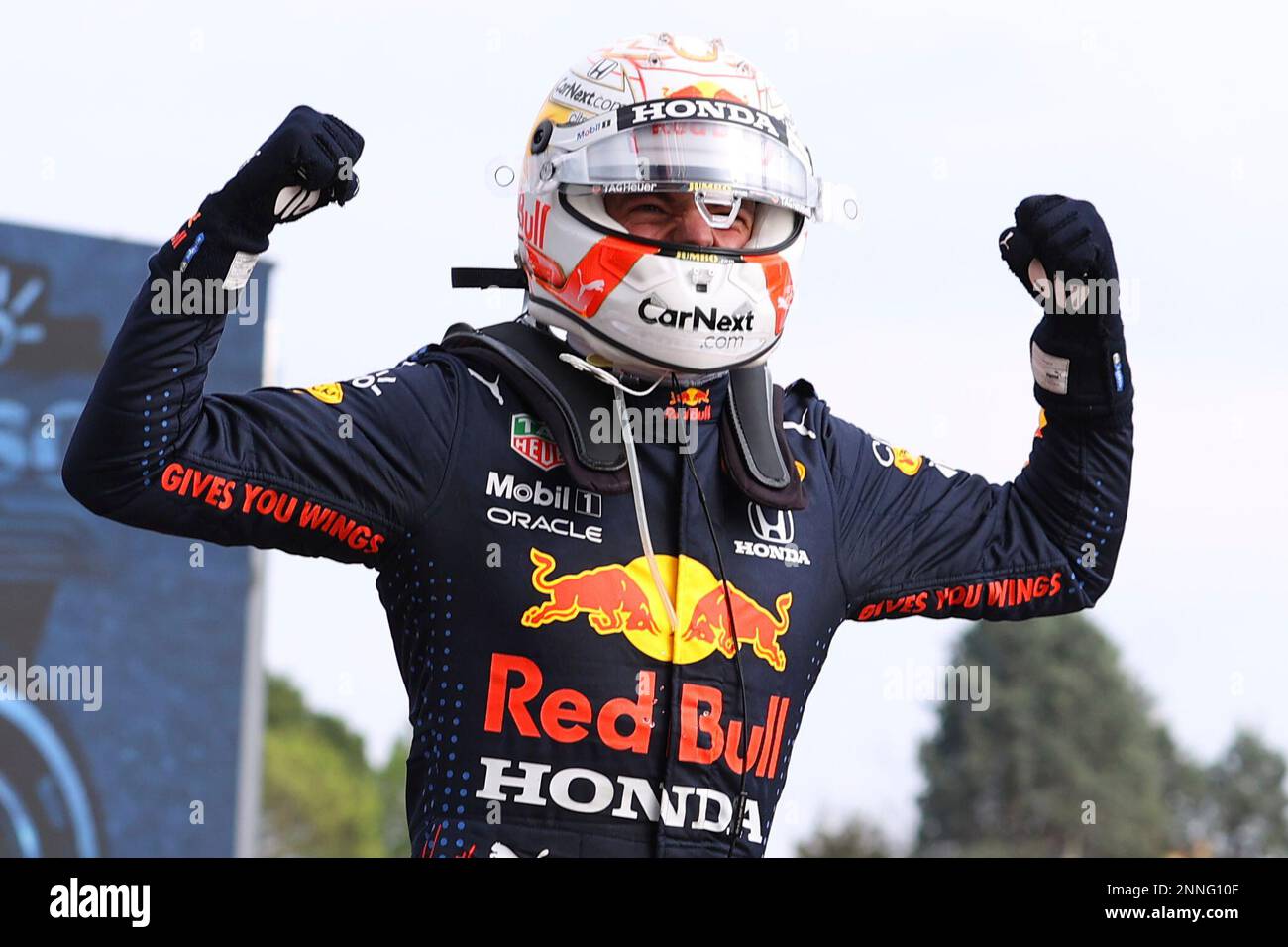 First placed Red Bull's Max Verstappen celebrates at the end of the ...