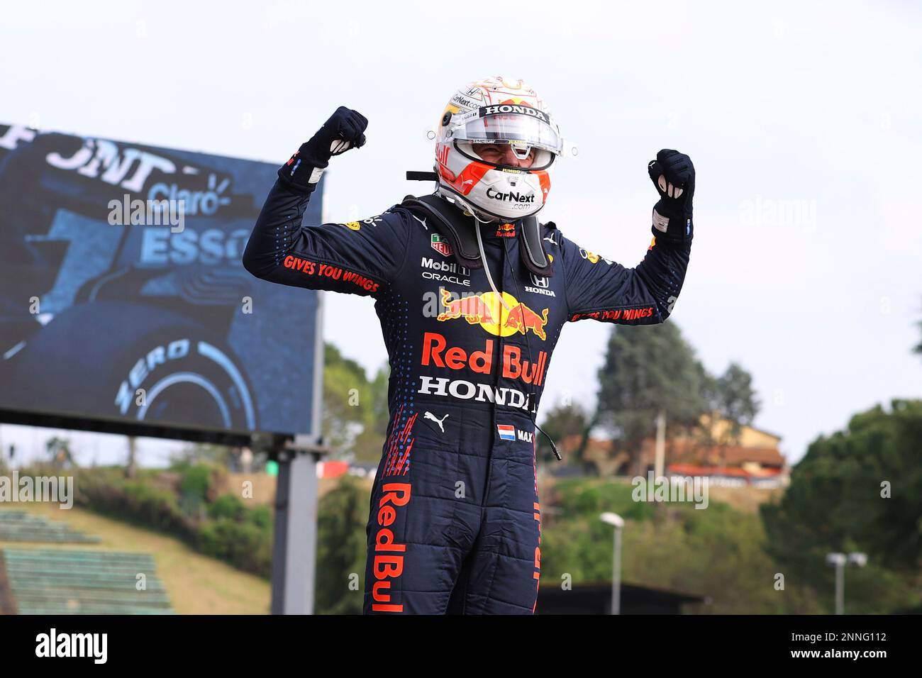 First placed Red Bull's Max Verstappen celebrates at the end of the ...