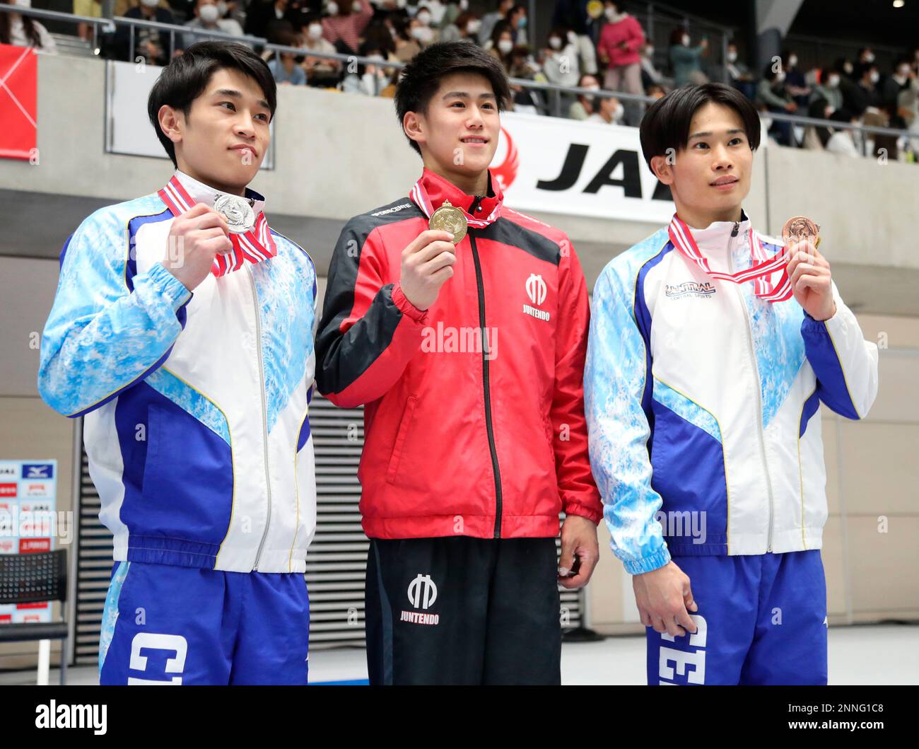 (L-R) Wataru Tanigawa, 2nd, Daiki Hashimoto, winner, and Kazuma Kaya ...