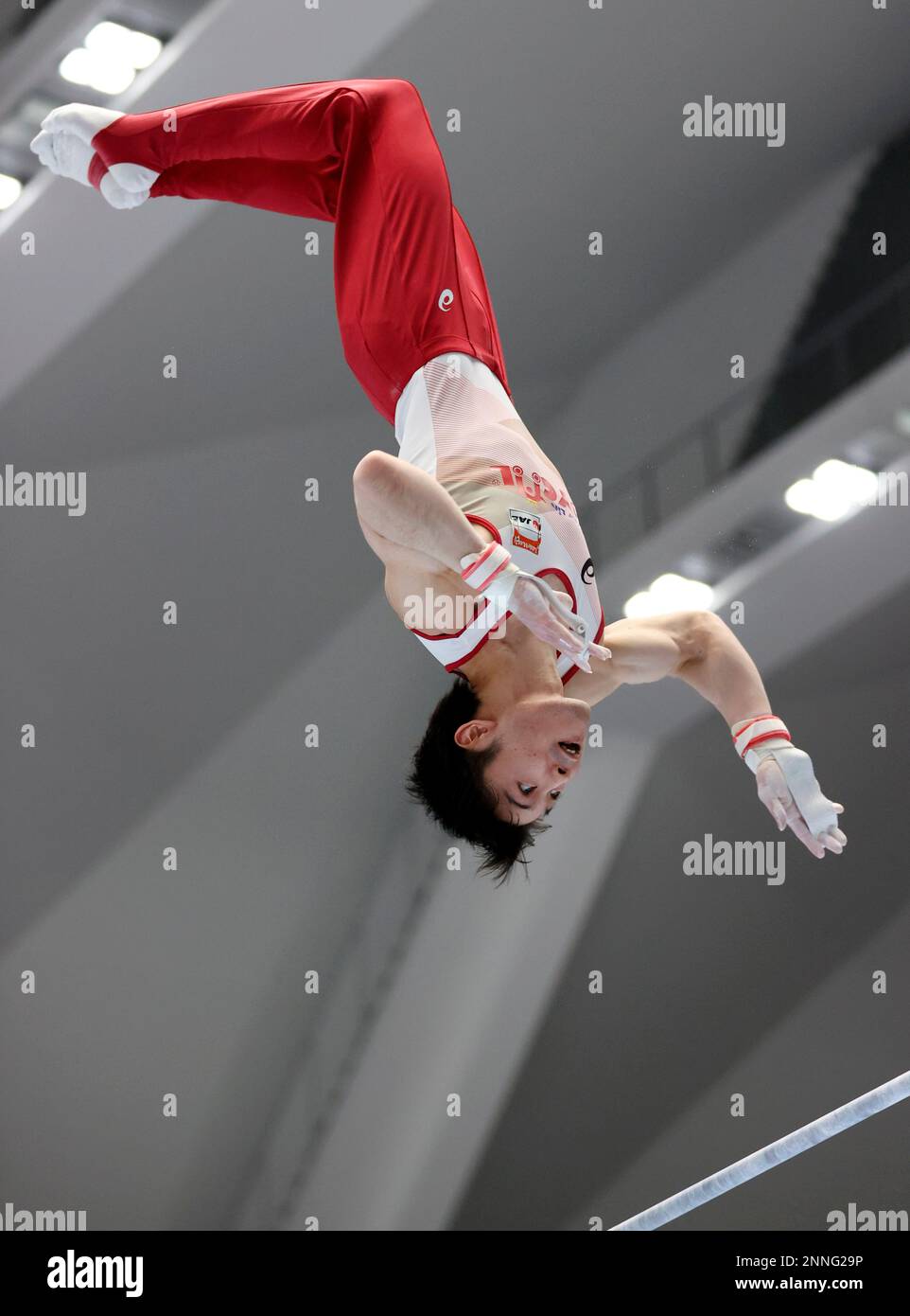Kohei Uchimura, Japanese legendary artistic gymnast competes a ...