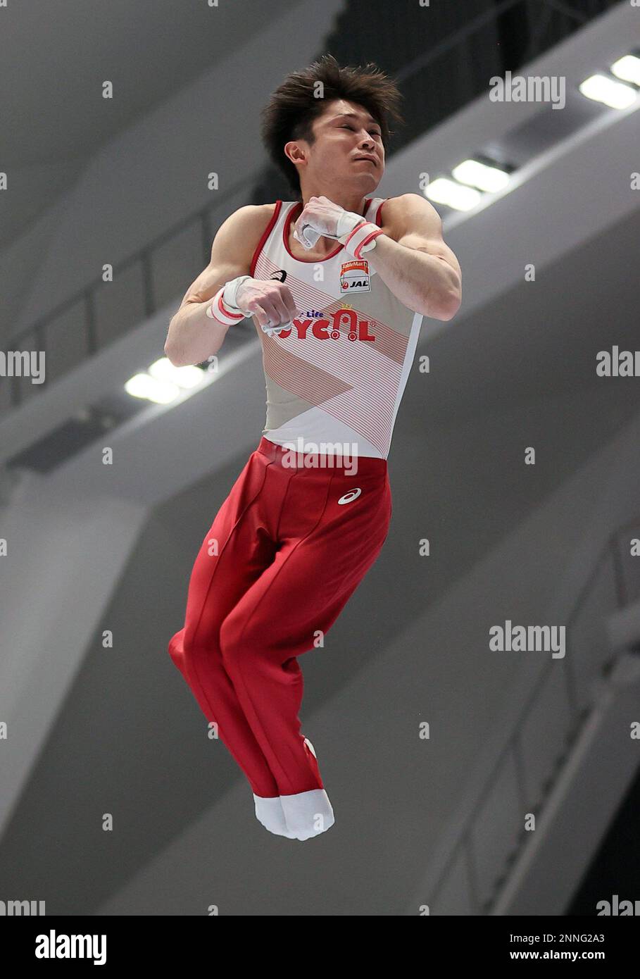 Kohei Uchimura, Japanese legendary artistic gymnast competes a ...
