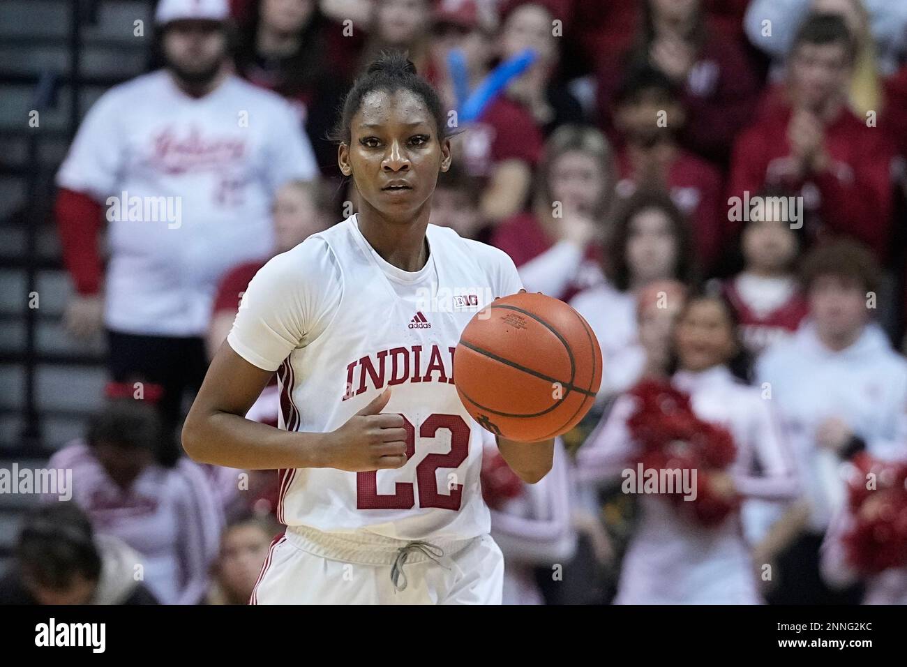 Indiana's Chloe Moore-McNeil dribbles during the second half of an NCAA ...